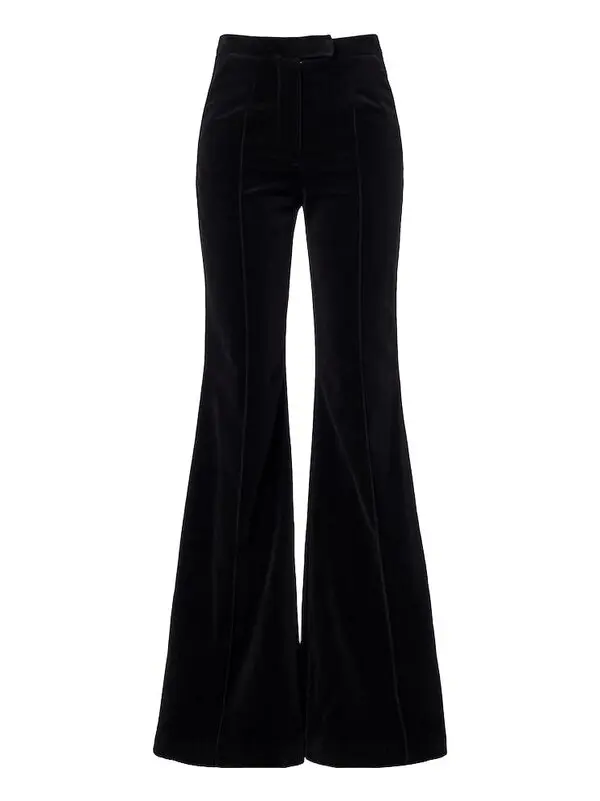 Costarellos Avice Cotton Velvet Flared Pants - Black