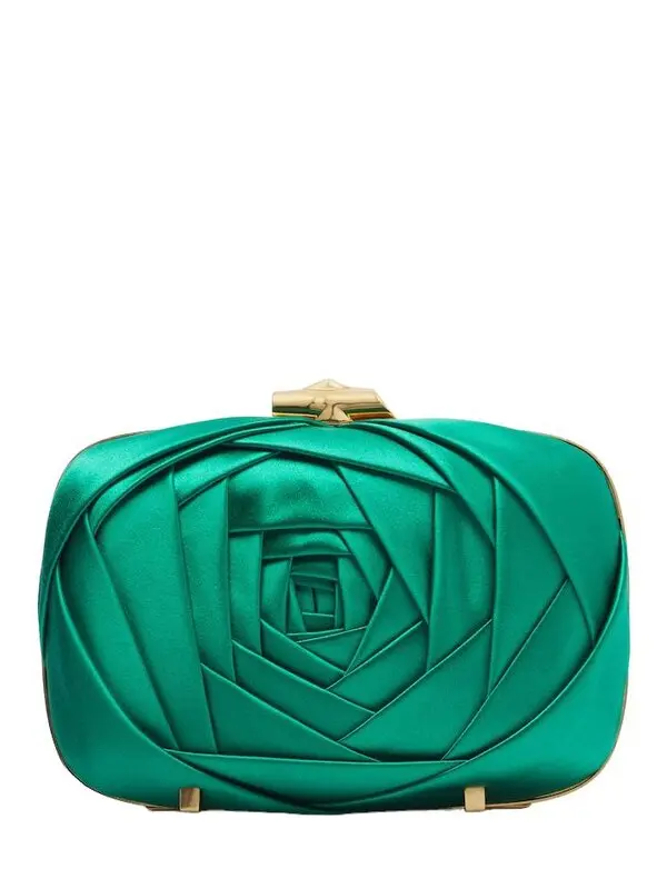 ROGER VIVIER Rose Vivier Satin Clutch - Green