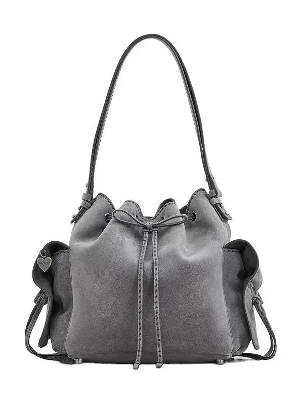 Acne Studios Multipocket Suede Bucket Bag - Cold Grey