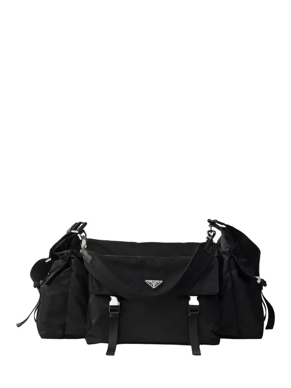 Prada Re-nylon And Leather Duffel Bag - Black