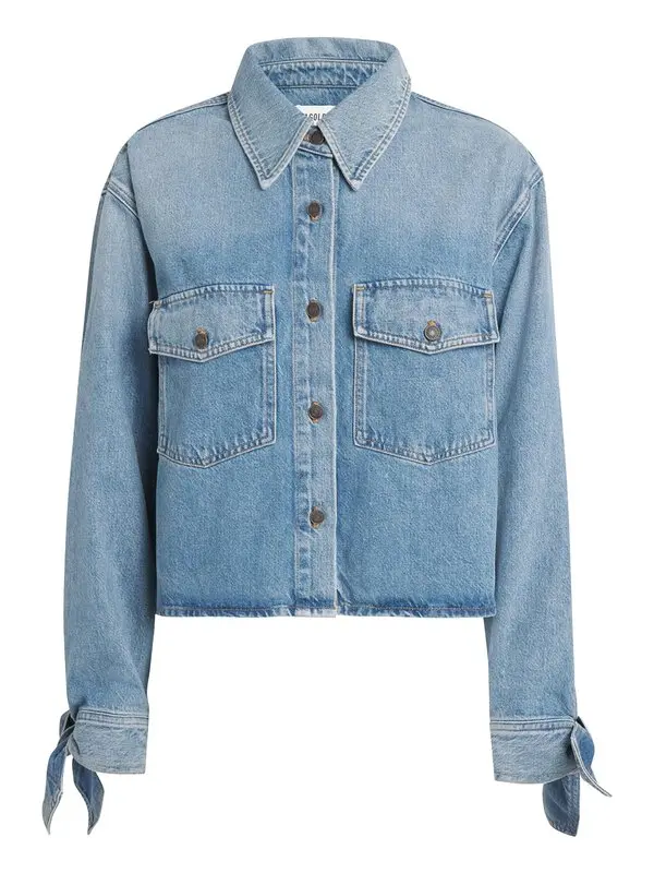 AGOLDE Hewitt Denim Shirt With Bow Detail Cuffs - Blue