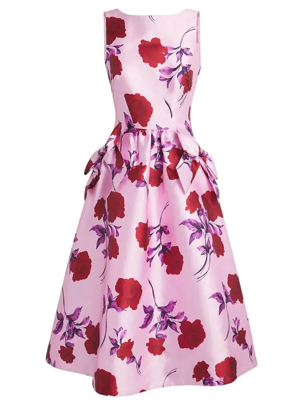 Rebecca Vallance Melora Floral Satin Midi Dress - Pink