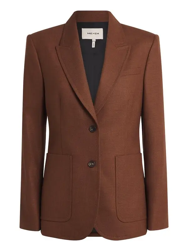 ME+EM Wool-blend Sharp Contour Blazer - Brown