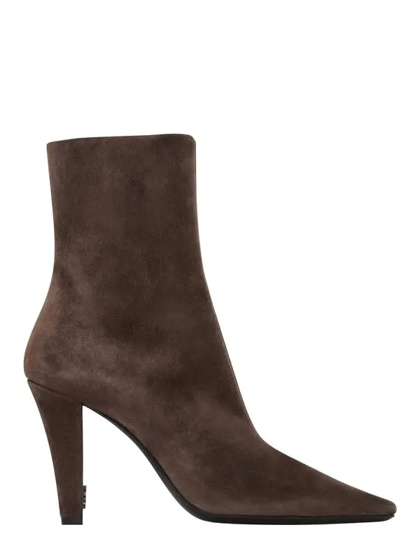 Saint Laurent Jill Suede Ankle Boots 95 - Brown