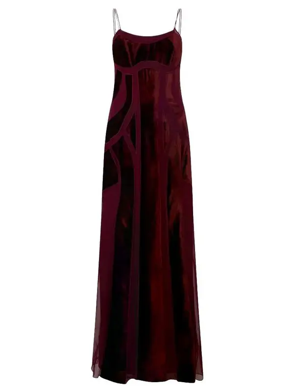 Alberta Ferretti Velvet-effect Panelled Maxi Dress - Red