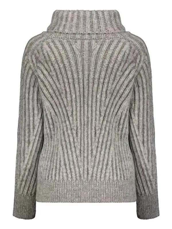 MOORER Ribbed Knit Roll-neck Sweater - Grey
