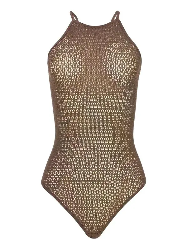 Wolford Daisy Net Bodysuit - Brown