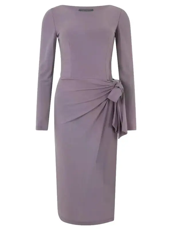 Alberta Ferretti Draped Long-sleeved Fitted Midi Dress - Purple