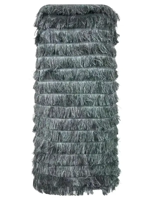 Alberta Ferretti Fringe-detail Strapless Mini Dress - Grey