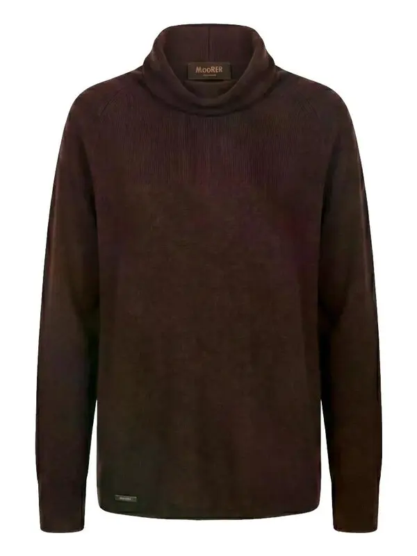 MOORER Roll Neck Raglan-sleeve Sweater - Brown