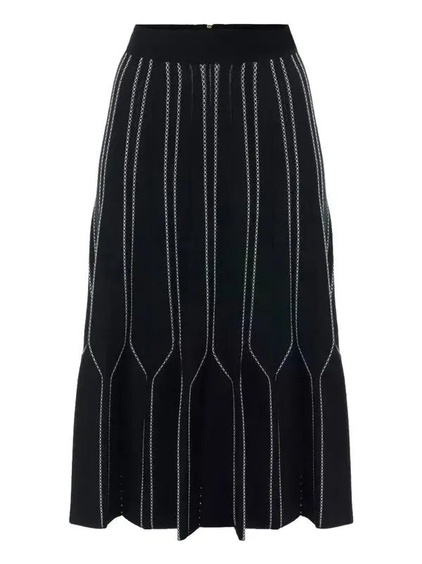 Elisabetta Franchi Origami Knit Midi Skirt - Black
