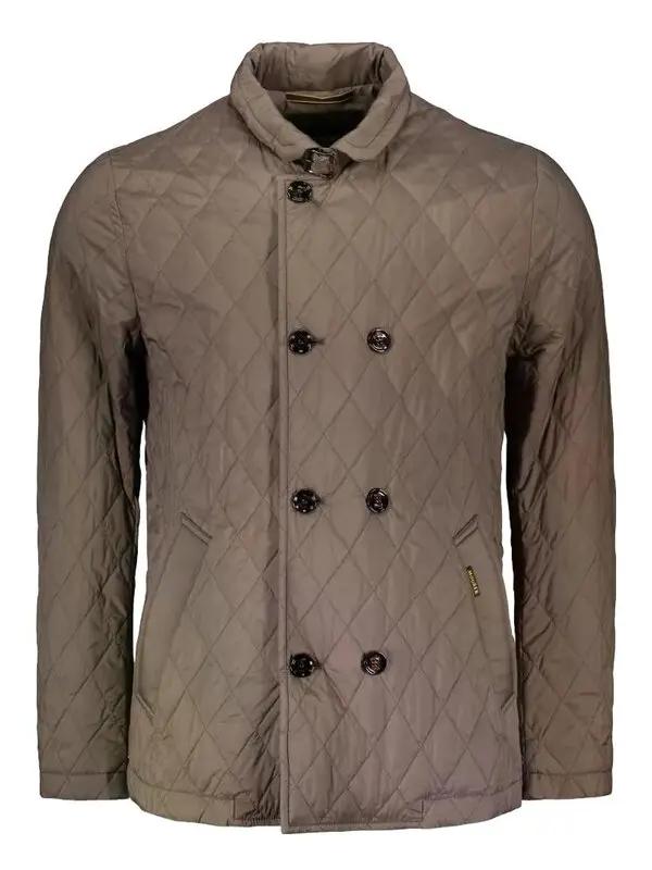 MOORER Quilted Double-breasted Jacket With High Neck - Brown