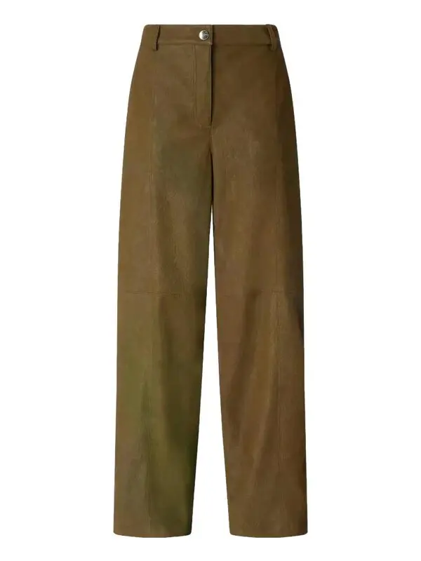 Pinko Textured-finish Wide-leg Trousers - Green