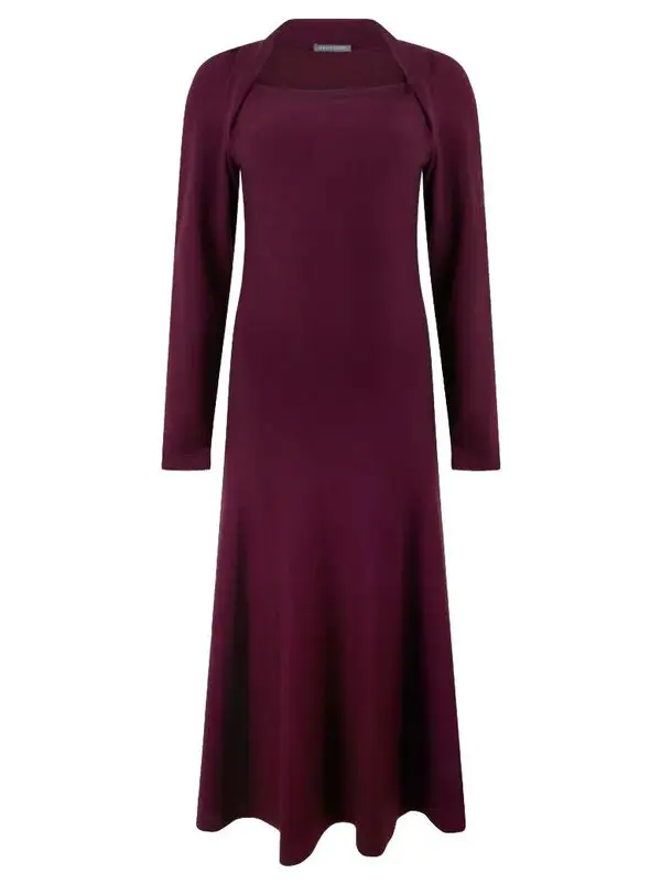 Alberta Ferretti Long-sleeve Wool Midi Dress - Red