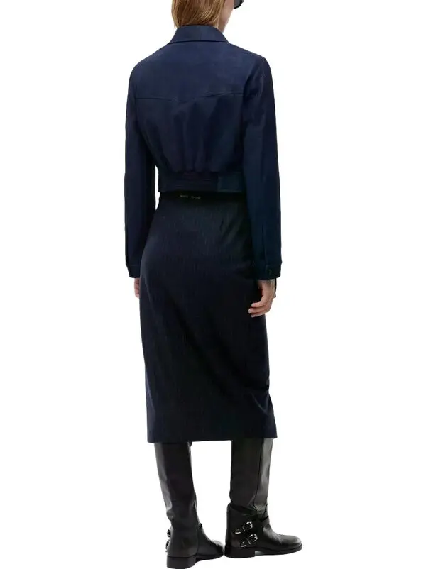 Pinko Zip-up Cropped Jacket With Classic Collar - Blue