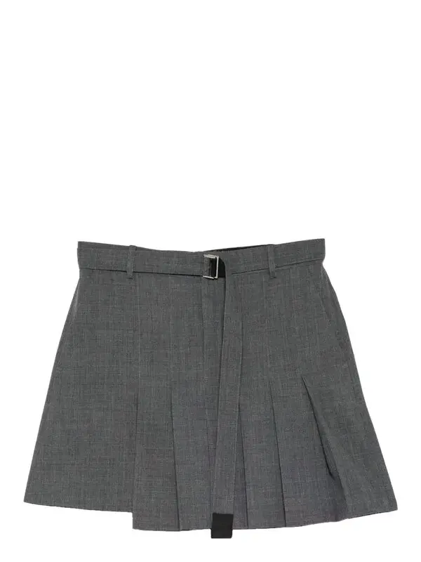 Sacai Pleated Suiting Shorts With Belted Waist - Grey