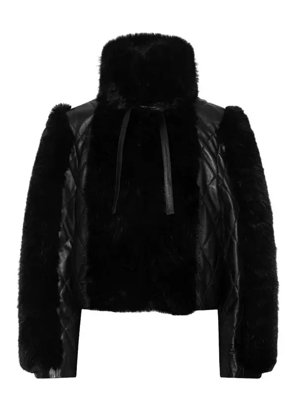 ROTATE BY BIRGER CHRISTENSEN Faux Fur Leather Jacket - Black