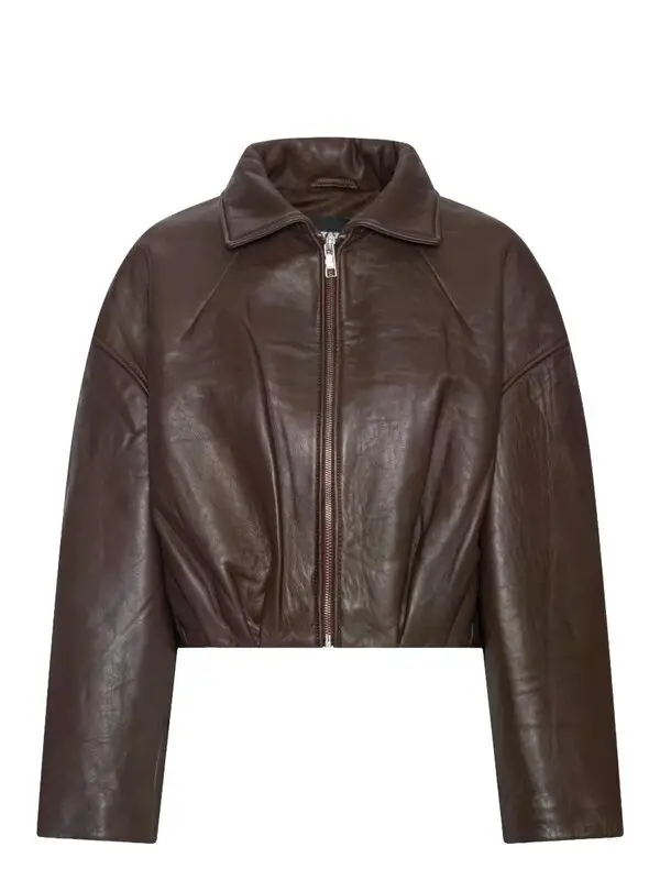 ROTATE BY BIRGER CHRISTENSEN Bonded Leather Jacket - Brown