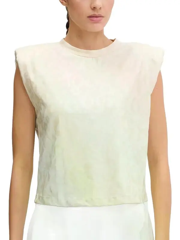 EA7 Padded Shoulder Leopard Print Top - Neutrals