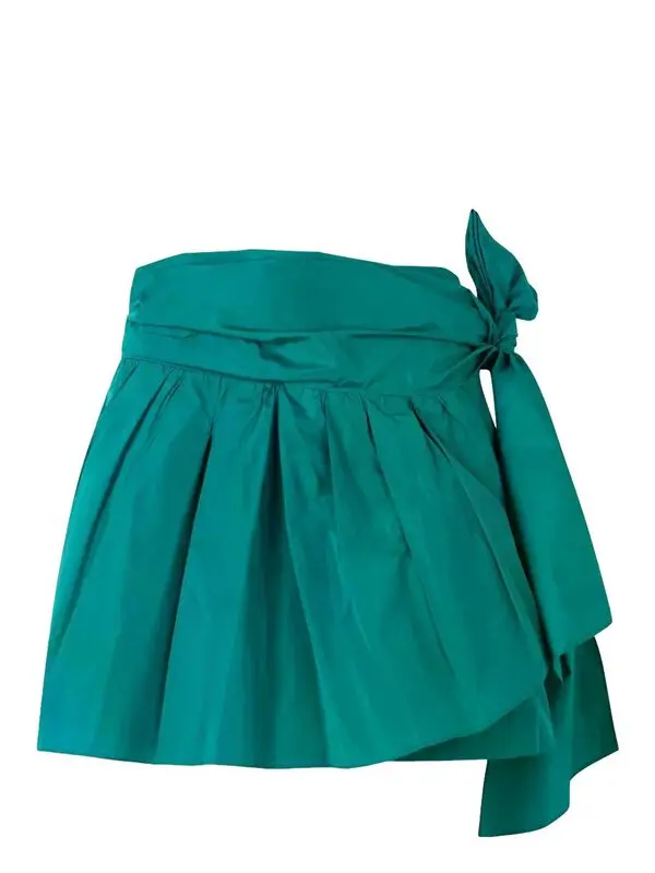 Alberta Ferretti Pleated Wrap Mini Skirt With Tie Detail - Green