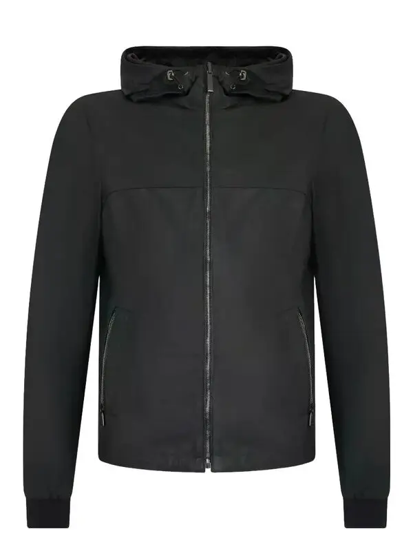 MOORER Hooded Zip-up Jacket - Black