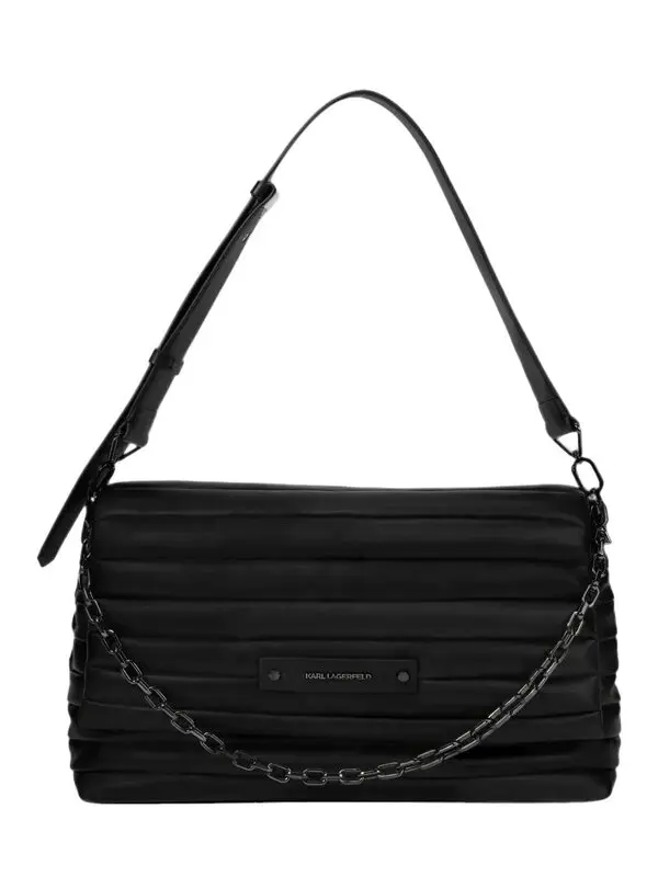 Karl Lagerfeld Medium K/essential Plie Flap Shoulder Bag - Black