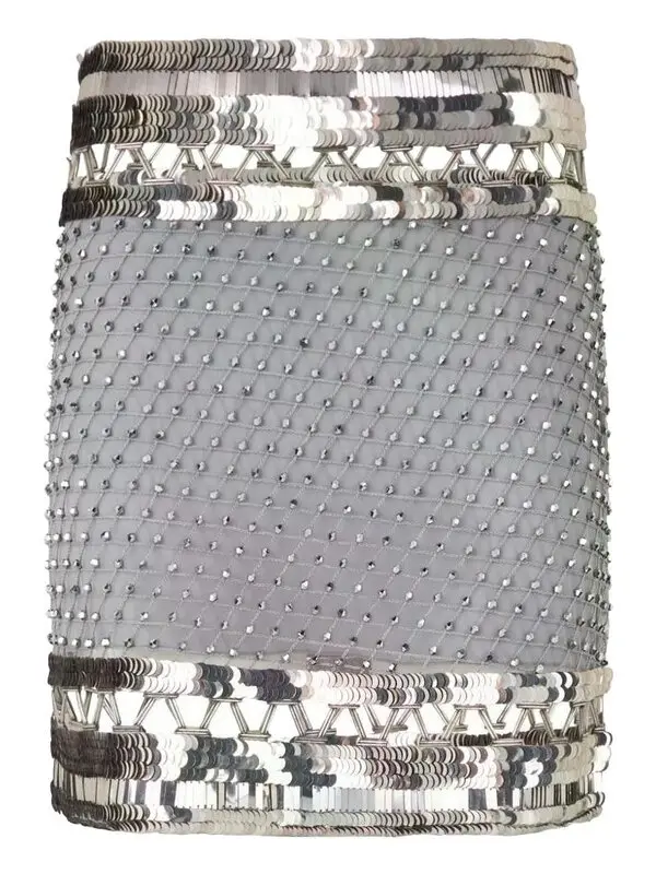 Alberta Ferretti Sequin-embellished Rhinestone-embellished Mini Skirt - Grey