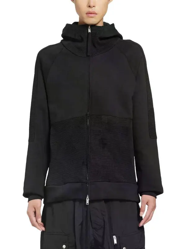 THOM KROM Zip-up Panelled Hoodie - Black