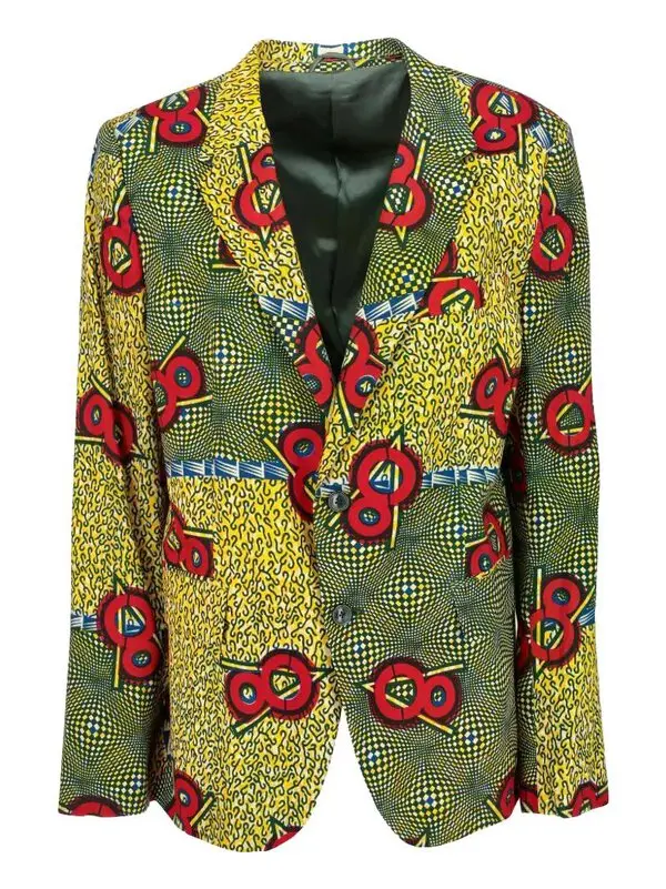 Vintage Graphic-print Single-breasted Blazer - Yellow