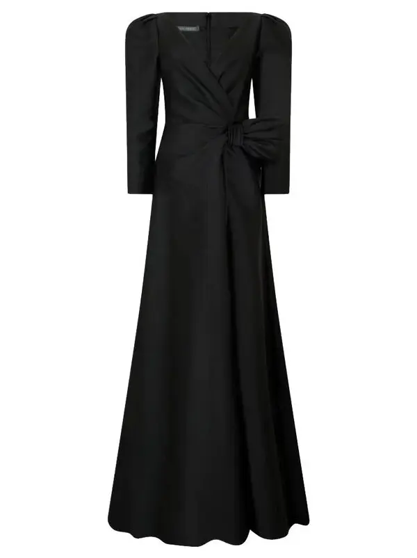Alberta Ferretti V-neck Maxi Dress With Bow Detail - Black