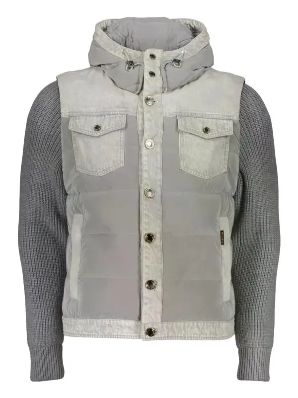 MOORER Hooded Padded Jacket With Detachable Sleeves - Grey