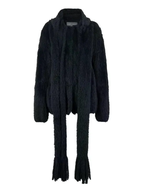 Alberta Ferretti Brushed Finish Cardigan With Scarf Detail - Black