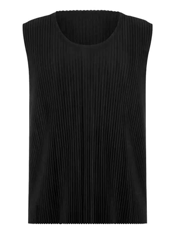 Issey Miyake Pleated Sleeveless Top - Black