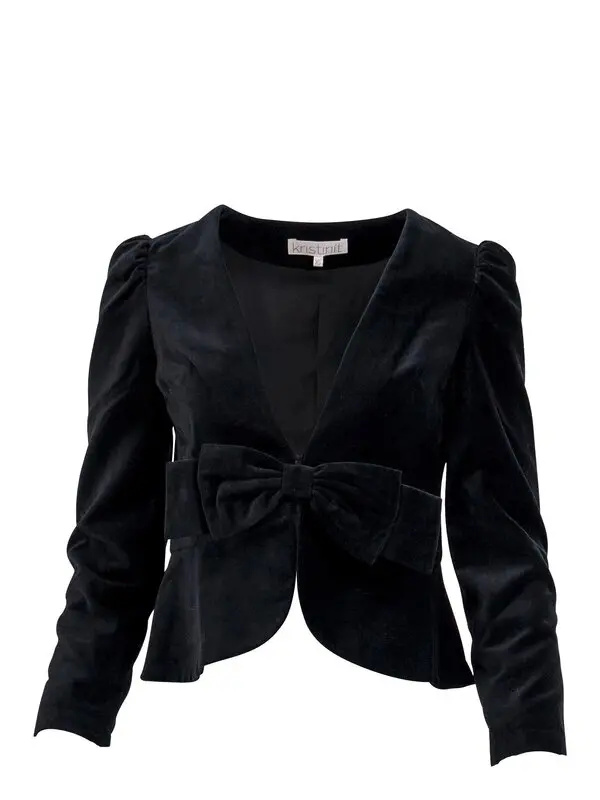 KRISTINIT Velvet Anais Jacket With Bow Detail - Black