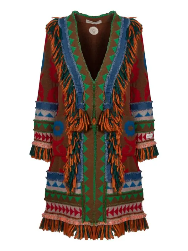 THE EXTREME COLLECTION Long Knit Wool Cardigan Jacket - Brown