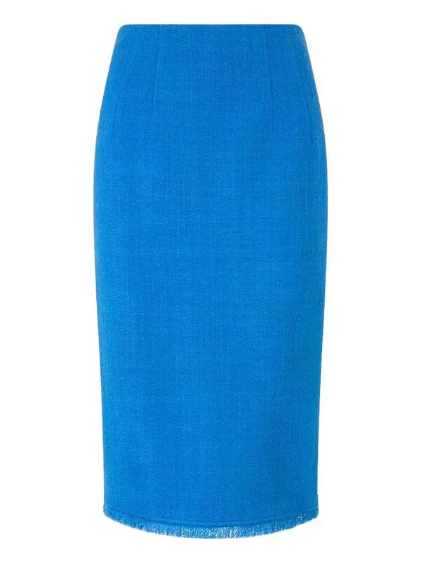 Alberta Ferretti Fringed Pencil Midi Skirt - Blue