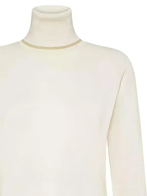 SUN 68 Lurex-trim Roll-neck Sweater - White