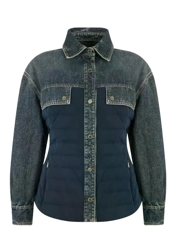 MOORER Panelled Quilted Denim Trim Jacket - Blue