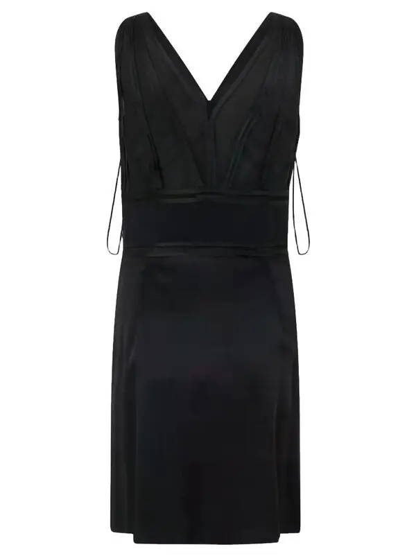 Alberta Ferretti V-neck Panelled Flared Knee-length Dress - Black