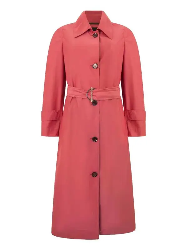MOORER Belted Button-down Coat - Red