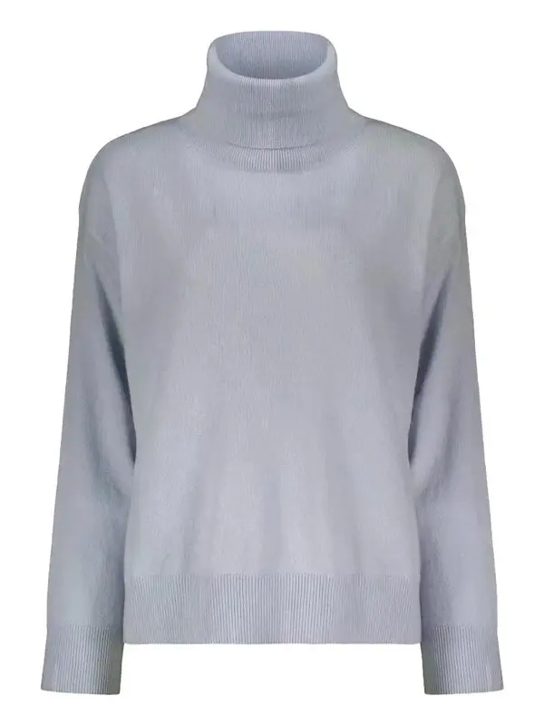 MOORER Roll-neck Drop-shoulder Sweater - Blue