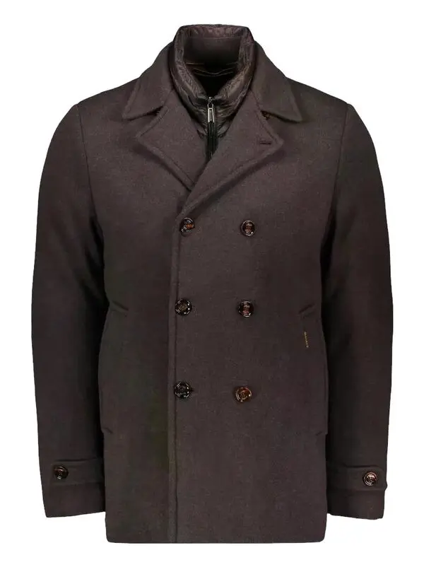 MOORER Padded Double-breasted Coat - Brown