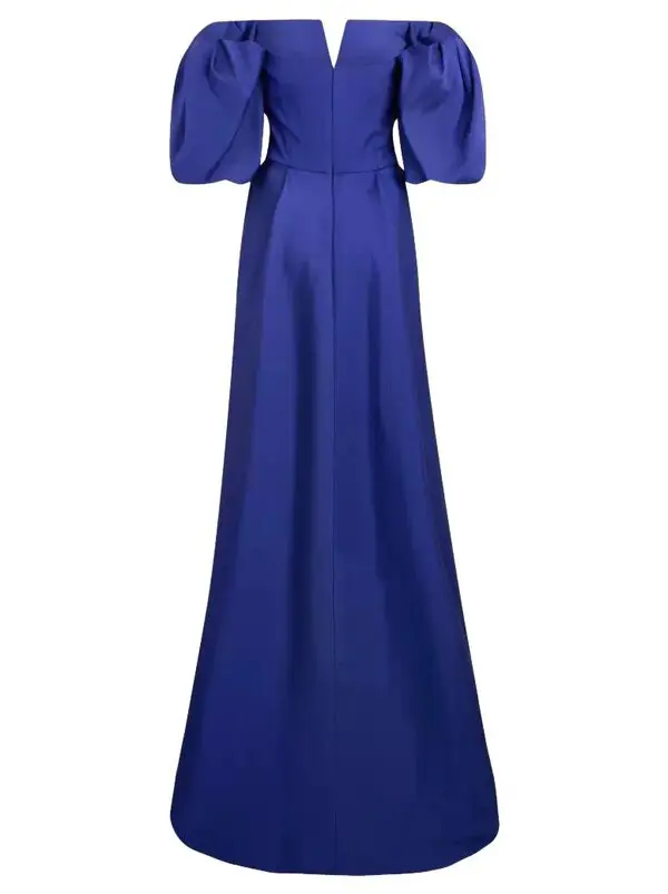 Alberta Ferretti Off-the-shoulder Puff-sleeve Maxi Dress - Blue