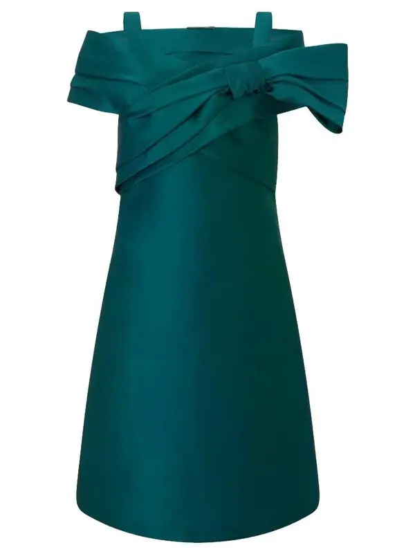 Alberta Ferretti Bow Detail Trapeze Mini Dress - Blue