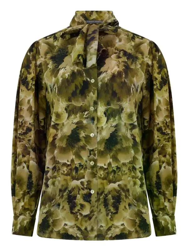 Alberta Ferretti Abstract Print Silk Shirt - Green