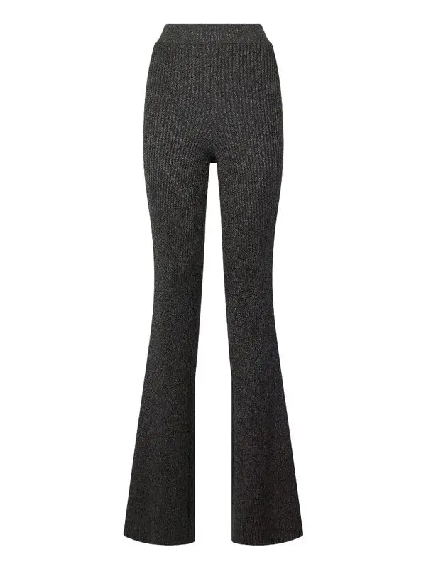 Alberta Ferretti Ribbed Knit Flared Trousers - Grey