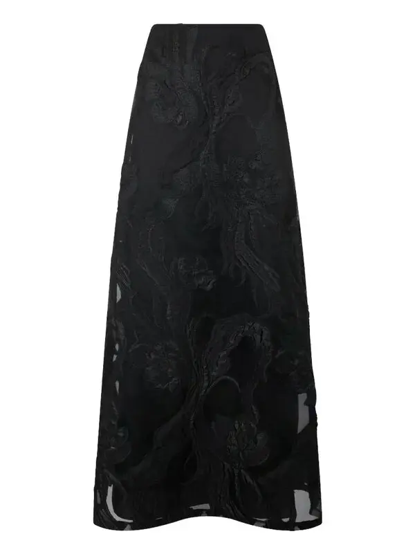 Alberta Ferretti Floral Jacquard Maxi Skirt - Black