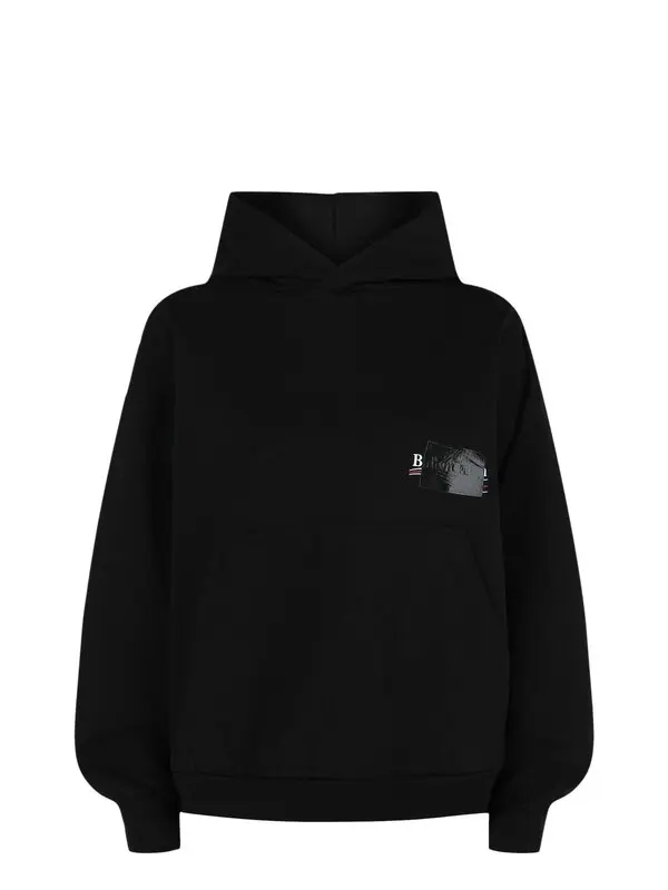 Balenciaga Hoodie With Concealed Logo Detail - Black