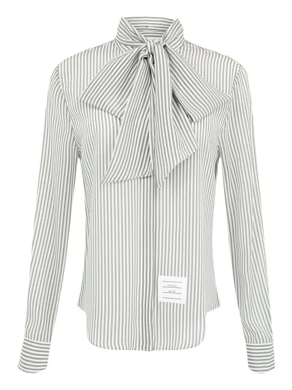 Thom Browne Long Sleeve Striped Shirt - Grey