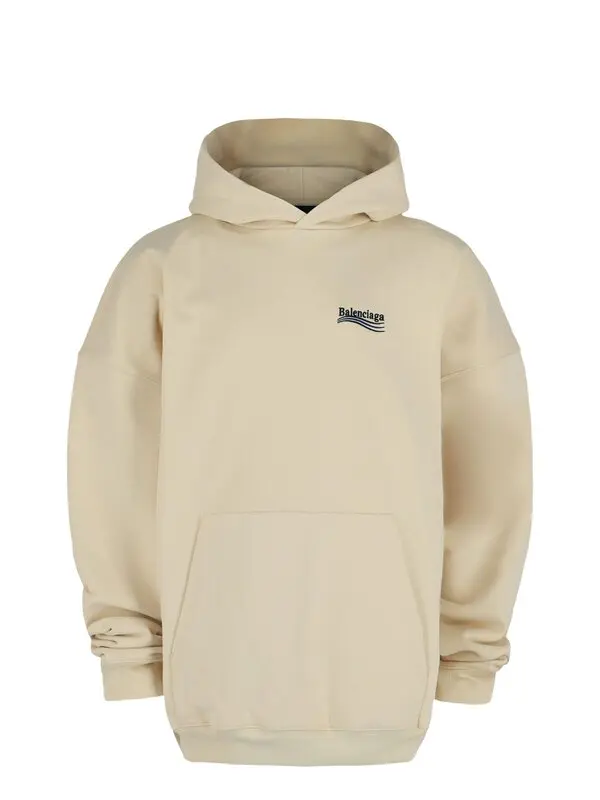 Balenciaga Political Campaign Logo-embroidered Hoodie /black/blue - Cream